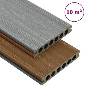 Terasová prkna WPC s příslušenstvím hnědá a šedá 10 m² 2,2 m 3070463