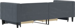 Válenda s přistýlkou a zásuvkami tmavě šedá 80 x 200 cm samet 3196733