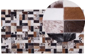Hnědo-béžový kožený koberec 80x150 cm CESME Beliani