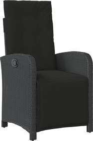 3dílný bistro set s poduškami černý polyratan 3212528