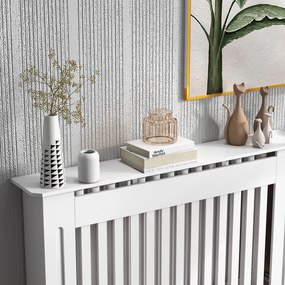HOMCOM Kryt Radiátoru Moderní Kryt Radiátoru z MDF pro Obývací Pokoj a Ložnici 112x19x81cm Bílý