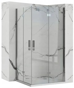 Rea Molier Double, sprchový kout se skládacími dveřmi 90(dveře) x 80(dveře), 6mm čiré sklo, chromový profil, KPL-K6369