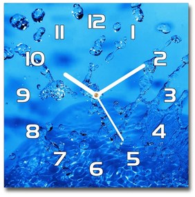 Wallmuralia Skleněné hodiny na stěnu Kapky vody 30x30 cm