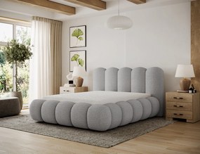 Postel Oloroso 160x200 s kovovým roštem a úložným prostorem, šedé bouclé