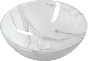 Sapho Dalma - Umyvadlo na desku, průměr 42 cm, bez otvoru pro baterii, bez přepadu, carrara MM117