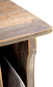 Hnědá antik dřevěná nástěnná polička s přihrádkami a háčky Plate Rack - 80*20*55 cm