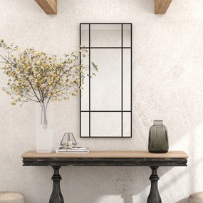 HOMCOM Nástěnné zrcadlo, dekorativní zrcadlo s kovovým rámem, černé pruhy, vrstvené sklo, 50Š x 2H x 110V cm