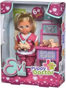 SIMBA Panenka Evička Veterinářka se 3 štěňátky / 12 cm / vyšetřovací s