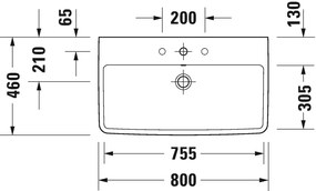 Duravit No.1 - Umyvadlo do nábytku 800x460 mm, s přepadem, bílá 23758000002