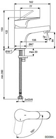 Ideal Standard Cerabase - Umyvadlová baterie H60 Blue Start, chrom BD394AA