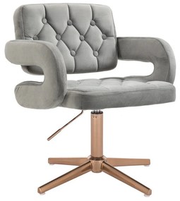 LuxuryForm DESIGN Otočná židle ADRIA VELUR na zlatém kříži - šedá
