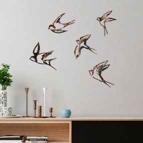Wallexpert Dekorativní kovový nástěnný doplněk Birds-2, Vícebarevná