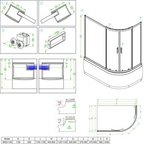 BPS-koupelny Asymetrický sprchový kout MAJA CH L 115x85 cm levý, chrom/transparent v setu s hlubokou sprchovou vaničkou