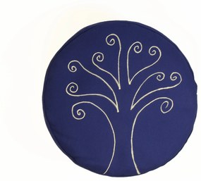 S radostí - vlastní výroba Meditační polštář strom života - modrý Velikost: ∅30 x v12 cm