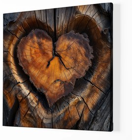 Obraz na plátně - Srdce kontrast, dřevo styl FeelHappy.cz Velikost obrazu: 120 x 120 cm