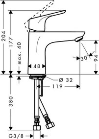Hansgrohe Focus E2, umyvadlová baterie, LowFlow 3,5 l/min, chromová, 31513000