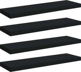 Plovoucí nástěnné police 4 ks černé 80 x 23,5 x 3,8 cm MDF 323837