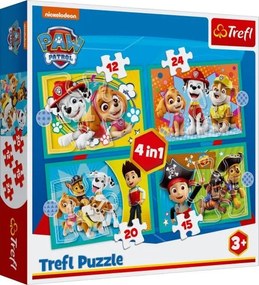 Trefl Puzzle 4v1 Šťastný tým Paw Patrol/Tlapková Patrola v krabici 28x28x6cm