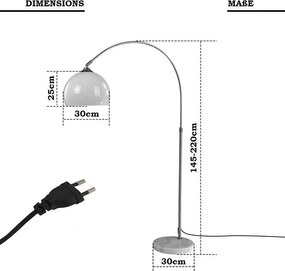 88966 Jago Stojací oblouková lampa bílá, 145 - 220 cm