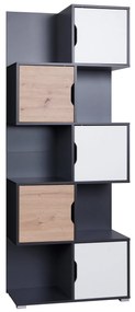 GAB Obývací stěna - Idea 6 (Černá + Bílá + Řemeslný dub)
