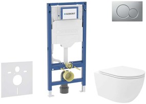 Geberit Duofix - Set předstěnové instalace, klozetu Oudee Vortex a sedátka softclose, tlačítko Sigma01, lakovaný matný chrom SANI11CA1155B