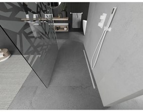 Mexen Kioto, průchozí sprchová zástěna 100 x 200 cm, 8mm sklo čiré/bílý vzor, 2x bílá stabilizační rozpěra, 800-100-002-20-85