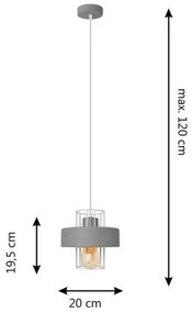 Lustr na lanku VOLTA 1xE27/15W/230V šedá