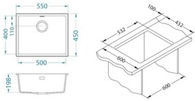 ALVEUS 1150054 - Kuchyňský dřez OMNI 55x45 cm granit/béžová