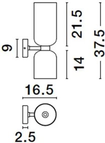 Designové nástěnné svítidlo Palmer 16.5 černé