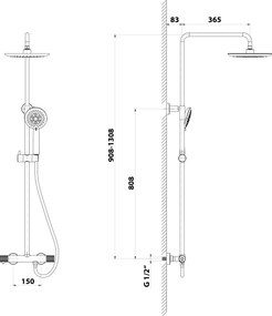 Sapho, SOLARIS sprchový sloup s termostatickou baterií, černá matná, WD139B