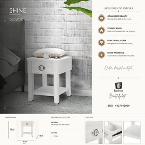 Noční stolek Shine 45 cm bílý