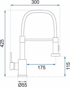 Rea Colin, vysoká dřezová baterie h-425, černá matná, REA-B4820