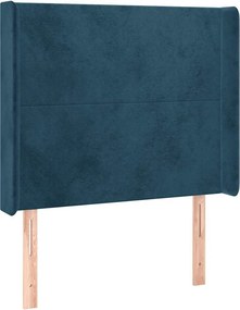 Box spring postel s matrací a LED tmavě modrá 100x200 cm samet 3139431