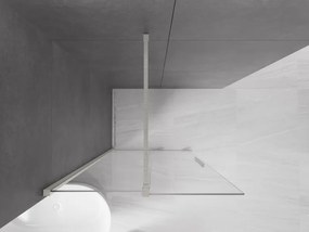 Mexen Velar, sprchová zástěna s posuvnými dveřmi Walk-in 90 x 200 cm, 8mm čiré sklo, broušená ocel, 871-090-000-03-97