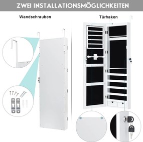 Costway Šperkovnice s 15 LED světly a zrcadlem po celé délce a montáží