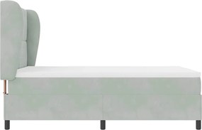 Postel s boxspringem s čelo Světle šedá 190 x 140 cm samet 3340868