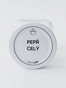 Samolepka na kořenky PEPŘ CELÝ průhledná 5 cm tučné písmo