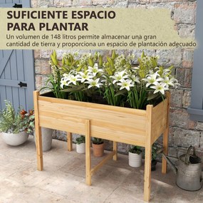 Outsunny Vyvýšený městský zahradní dřevěný pěstební stůl 115x55x80 cm s netkanou textilií pro pěstování rostlin, květin a zeleniny
