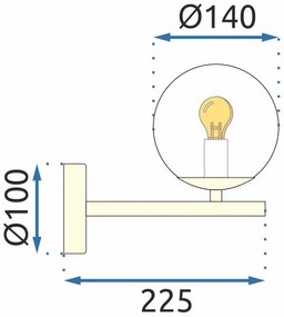 Toolight Nástěnné svítidlo Skleněná koule APP684-1W Zlatá