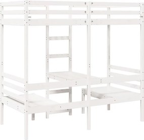 Rám patrové postele se stolem a židlemi bílý 75x190 cm borovice 3308563