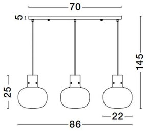 Nova Luce Závěsné svítidlo CINZIA kouřové sklo černý kabel černá kovová základna E27 3x12W