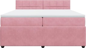 Box spring postel s matrací růžová 200x200 cm samet 3290135