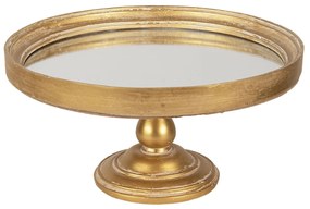 Zlatý vintage dekorativní podnos se zrcadlem - Ø 27*13 cm