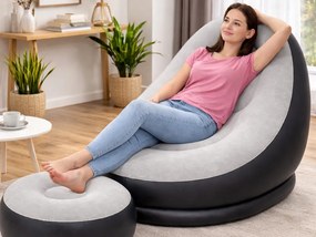 Verk Group Zahradní křeslo nafukovací lehátko pufa na pláž podnožka pohodlná