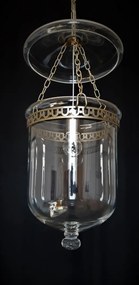 Skleněný lustr "French cloche" se třemi řetízky a skleněným víkem