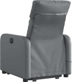 Zvedací masážní polohovací křeslo šedé umělá kůže 3206759