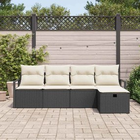 Set pohovek 5 ks 5-Počet míst Černá a krémová polyratan 3359156