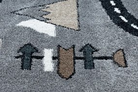 Dywany Łuszczów, Dětský kusový koberec Fun Route Street animals grey, 200x290, šedá, dětský pokoj