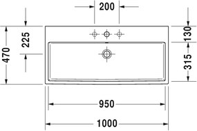 Duravit Vero Air- Umyvadlo na 1 baterii, 100x47 cm, bílá 2350100000