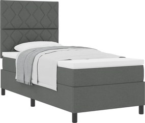 Postel s boxspringem s čelo Tmavě šedá 100 x 200 cm textil 3339442